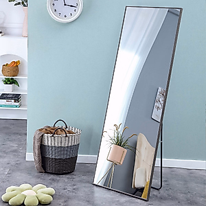 CIATRE Solid Wood Frame Full-Length Mirror - Dressing Mirror for Bedroom, Home Porch, and Clothing Store - Floor Mounted or Wall Mounted - 65" x 23"