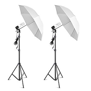 Nexiview Photography Umbrella Lighting Kit, 2 Pack 33" Soft White Reflector for Camera Lighting, Continuous Studio Lighting for Video Recording, Portrait Shooting