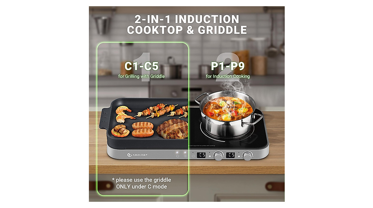 AMZCHEF Double Induction Cooktop - Portable & Versatile