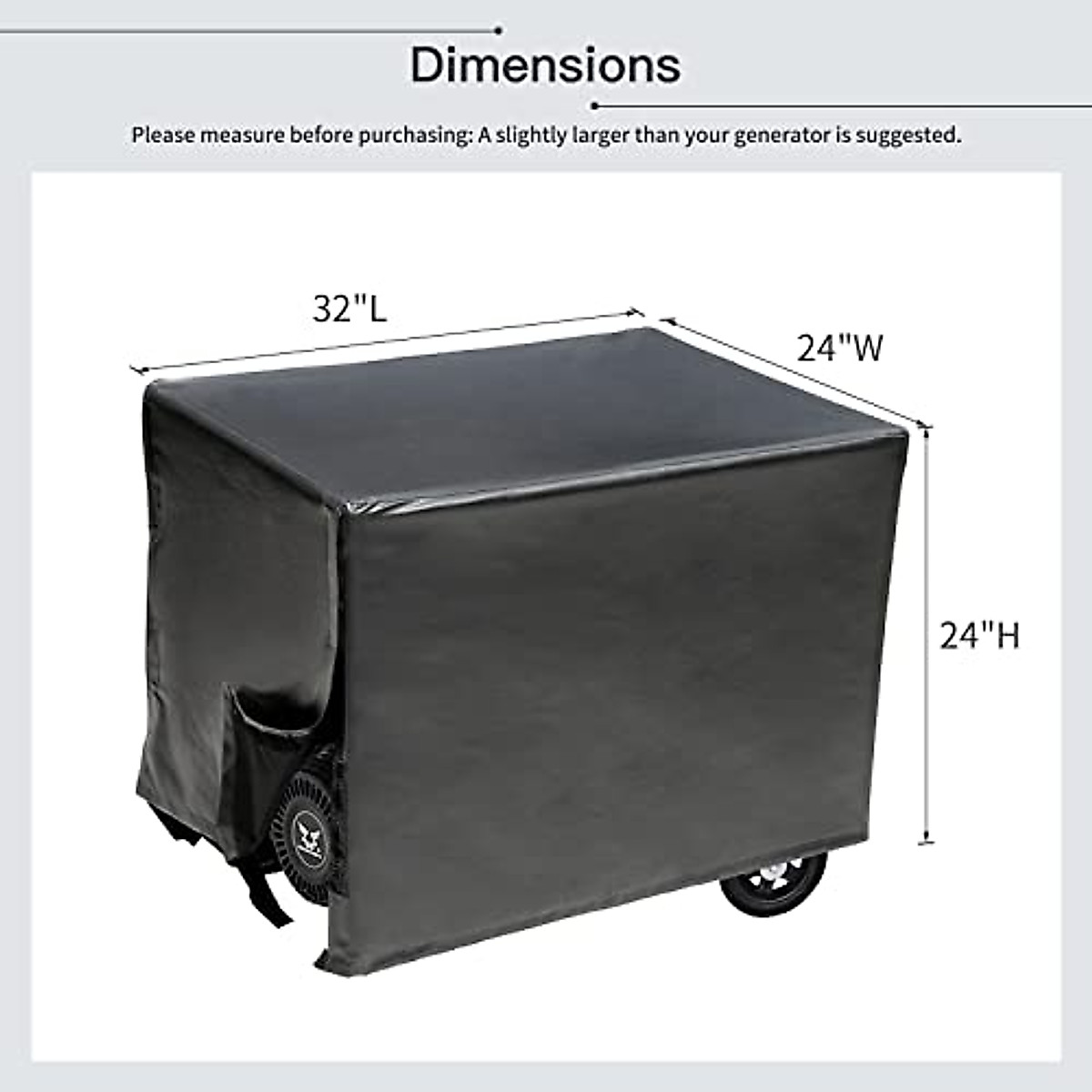 Fadedstop Generator Covers Heavy Duty Waterproof 32"L x 24"W x 24"H UV-Resistant Generator Covers for Portable Generators 5000-10000 Watt Black