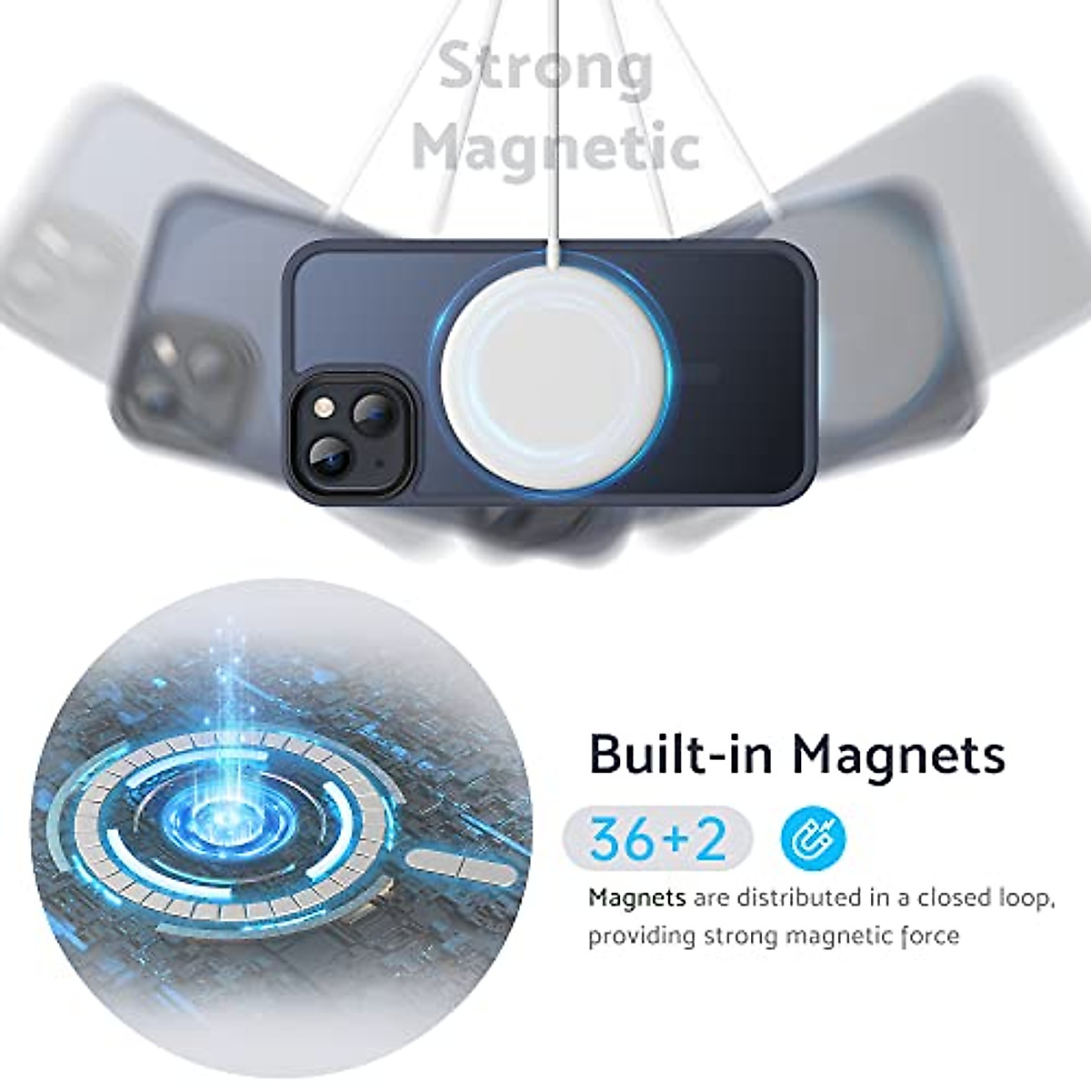 Anqrp Designed for iPhone 14/13 Case, [Support Magsafe] Soft Silicone Slim Anti-Scratch Case for iPhone 14/13 6.1 inch, Blue