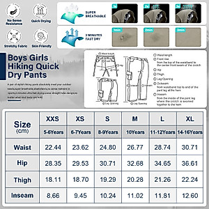 Kids' Cargo Pants, Youth Boys' Hiking Casual Outdoor Quick Dry Boy Scout Uniform Pants #9030-Grey-L