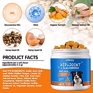 YEUGSCKA Joint Support Supplements Chew for Dogs 120 Count, Hip & Joint Care Tablets with Glucosamine, Chondroitin, Green Lipped Mussel and Vitamins for Dog Joint Care