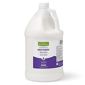 Medline Remedy Essentials Moisturizing Body Lotion (1 Gallon Bottle), 4 Count, Fresh Scent, Hydrating, Non-Greasy, For Dry Skin, Hypoallergenic, Men, Women, Elderly