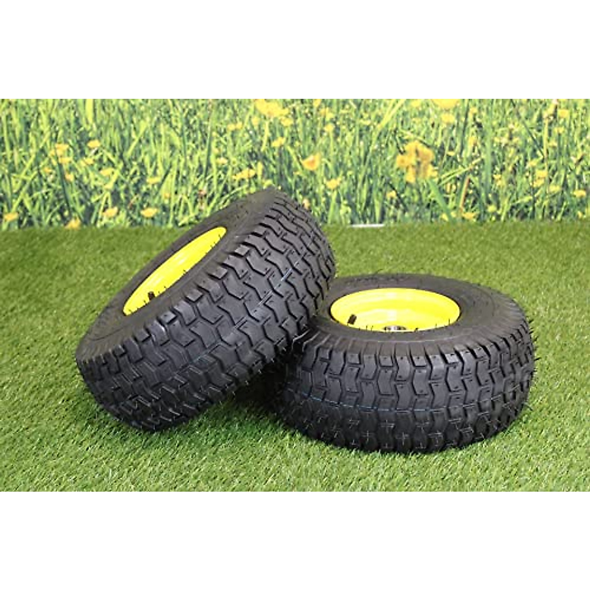 (Set of 2) 15x6.00-6 Tires & Wheels 4 Ply for Lawn & Garden Mower Turf Tires .75" Bearing (Because we supply a precision ball bearing the shaft must be clean and straight for them to fit properly)