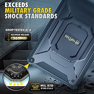 Fintie Case for All-New Amazon Fire HD 10 & Fire HD 10 Plus (11th Generation, 2021 Release) - [Tuatara Rotating] Multi-Functional Grip Carry Stand Cover w/Built-in Screen Protector, Navy