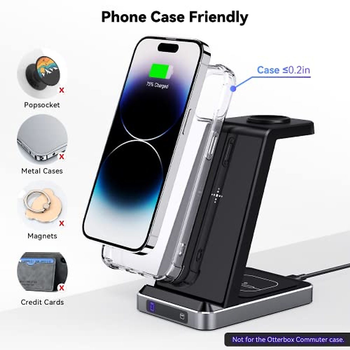 Charging Station for iPhone Multiple Devices - 3 in 1 Fast Wireless Charger Dock Stand for iPhone 14 13 12 11 Pro X Max XS XR 8 7 Plus 6s 6 Apple Watch Series 7 6 SE 5 4 3 2 & Airpods with Adapter