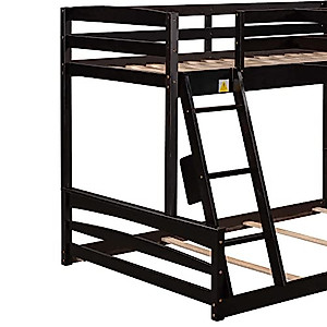 GINGVAT L-Shaped Bunk Beds for 3, Wooden Triple Bunk Bed with Slide and Desk, Twin Over Full Bunk Bed & Twin Size Loft Bed with Desk, for Kids Teens Adults, Espresso