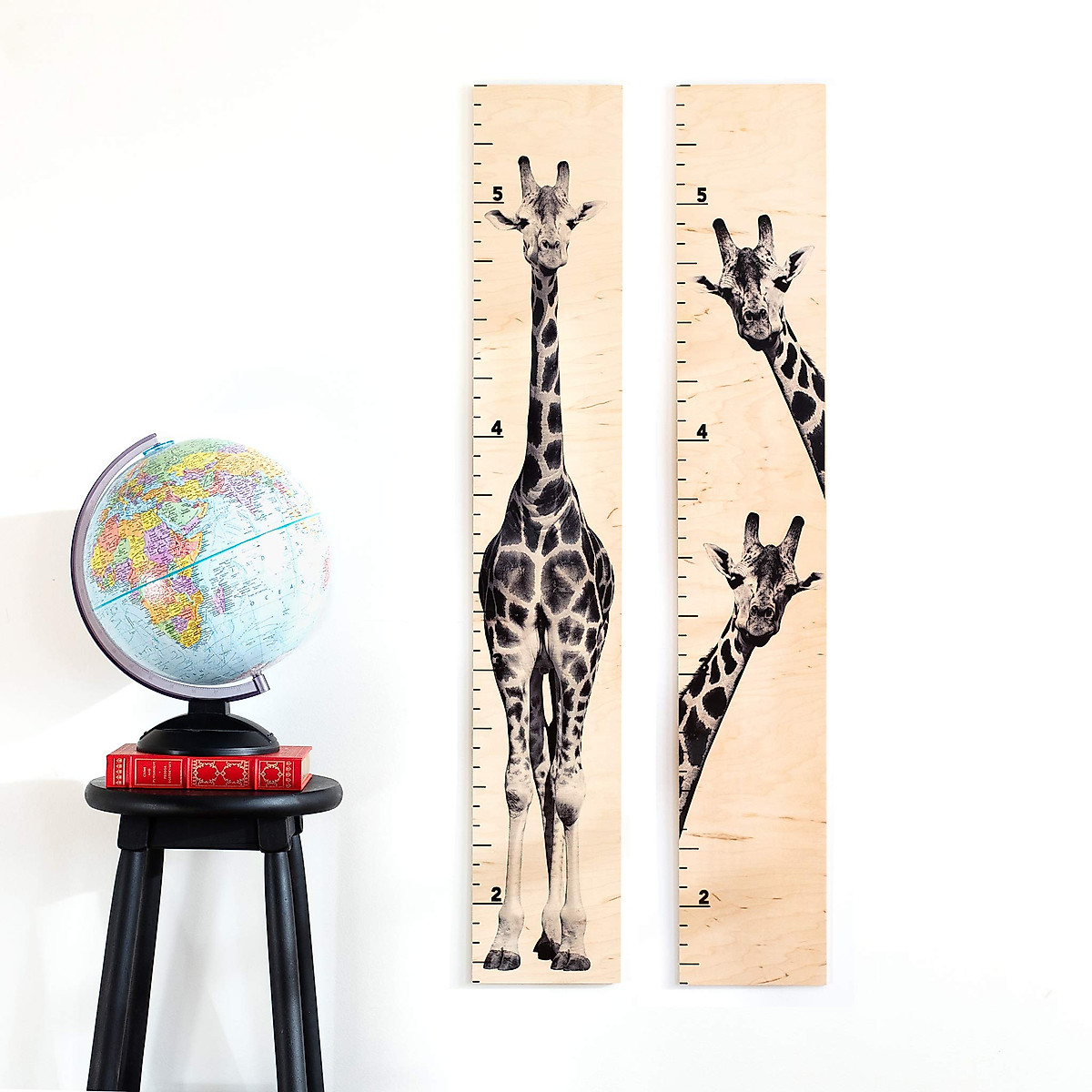 Headwaters Studio Animals Growth Chart for Kids - Baby Height Chart Height Tracker Kids Wooden Growth Chart for Wall Grow Chart Height Chart for Kids Safari Nursery, Tall Giraffe-46 x75 x.25