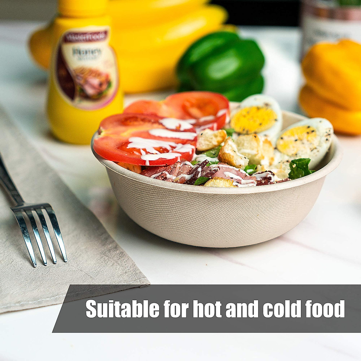 Green Tree Products Disposable Paper Bowls, 24 Oz [50 Pack] Large Bowl-100% Compostable, Biodegradable, Eco-friendly - Convenient for Daily Use for Salad, Hot Soup, and Pasta