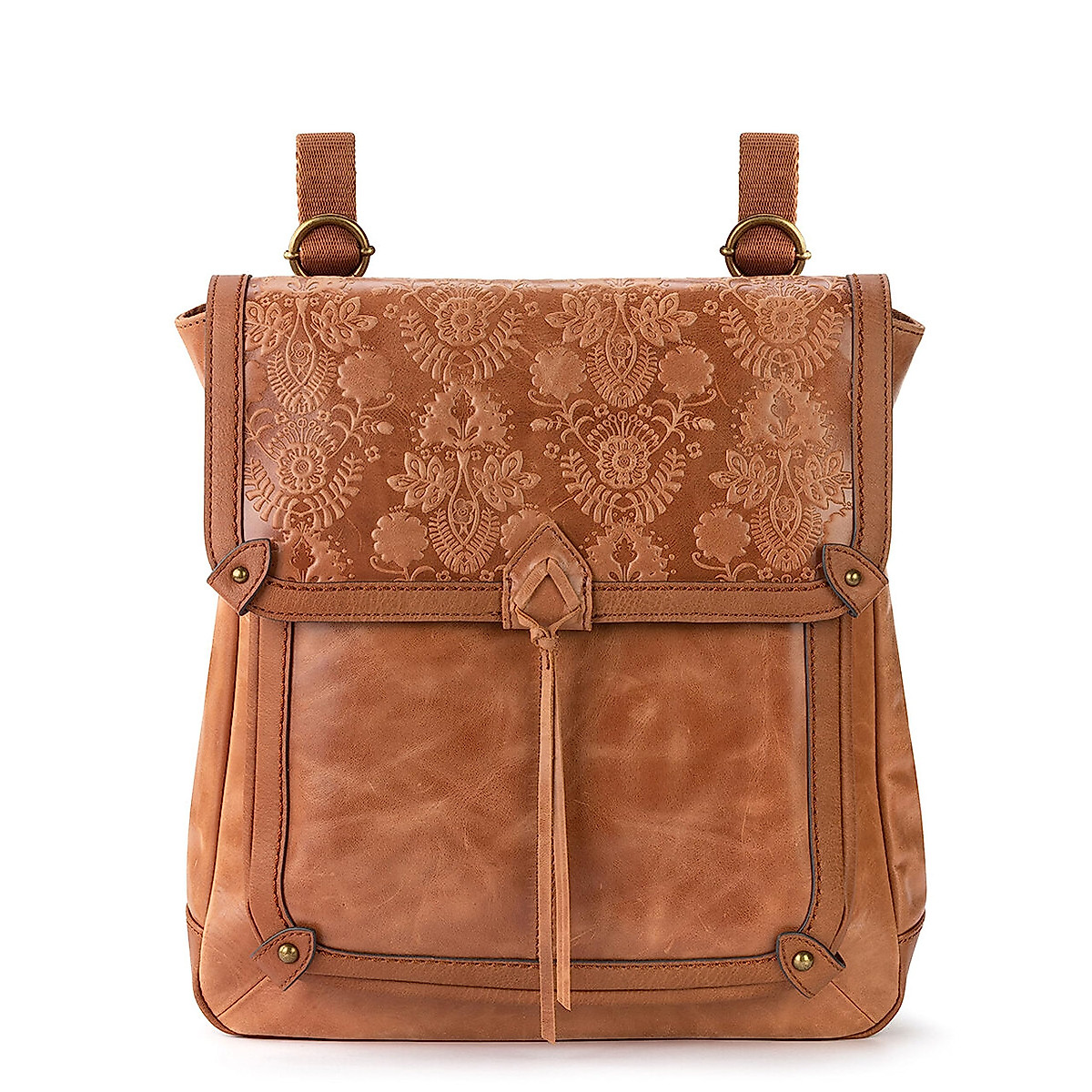 the sak womens Ventura Leather Convertible Backpack, Tobacco Floral Embossed Ii, One Size US