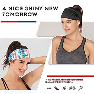 IUGA Headbands for Women, Non-Slip Workout Sweatbands for Running, Sports, Biking, Yoga Headbands for Women, Bike Helmet Friendly Hairbands,Ultra Stretch, 6 Pack