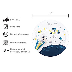 Zak Designs Disney Mickey Mouse Kids Dinnerware Set Includes Plate, Bowl, Tumbler and Utensil Tableware, Made of Non-BPA Durable Material and Perfect for Kids (5 Piece Set, Space, Non-BPA)