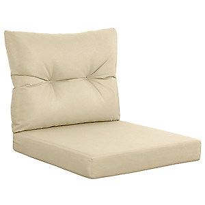 YEFU Outdoor Deep Seat Cushion Set, Double Waterproof Tech Fade Resistant Outdoor Chair Cushions, Patio Furniture Cushions with Straps for Chair Sofa Couch, 24x24 Inch, Beige