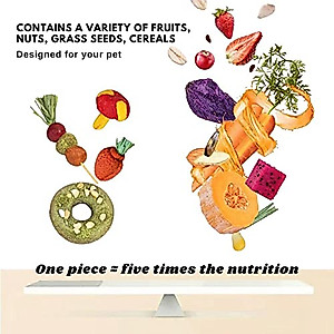 Natural Organic Rabbit Treats 12PCS, Mushroom, Strawberry, Donut, Lollipop Shape Molar Toys，Handmade Cage Decoration for Rabbit/Hamster/Squirrel/Guinea Pig and More Small Animals