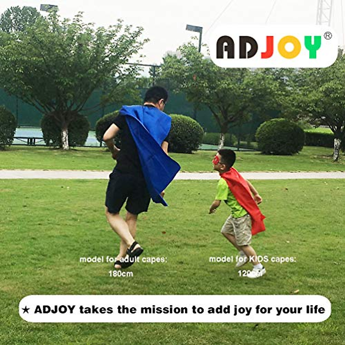 ADJOY Kids Superhero Capes and Masks with Large Superhero Stickers - Super Hero Costume for Parties - 10 Sets (20PCS)