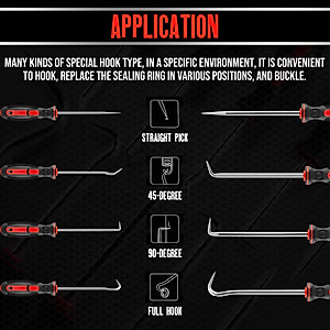 AMM 10-Piece Pick and Hook Set, Precision Automotive Pick Tool Set for Car Auto Oil Seal/O-Ring Seal Gasket Pick Mini Hooks Puller Remover Perfect for Automotive and Electronic Tools