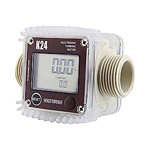 Fuel Flow Meter K24 Turbine Digital Fuel Flowmeter with LCD Display for Chemicals Liquid Water Red