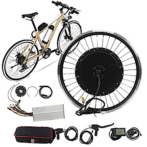 Vbestlife Front Wheel Electric Bicycle Conversion Motor Kit, 20 Inch 48V 1500W Electric Bike Front Drive Motor Wheel Kit with 35A Controller LC‑S866 Meter Shifter Assist Sensor