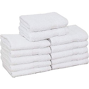 GOLD TEXTILES Premium Quality Hand Towels ( 12 Pack,White,16 x 27 Inches) - Luxury Salon Towels- Multipurpose Use for Bath, Hand, Face, Gym and Spa -Soft, Thick & Highly Absorbent (12, White)