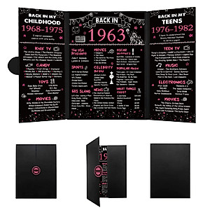 DARUNAXY 61st Birthday Party Decorations, Rose Gold Back in 1963 61 Birthday Poster Sign for Women Pink Cheers to 61 Years Old Certificate Book Gifts Vintage 1963 Birthday Party Supplies