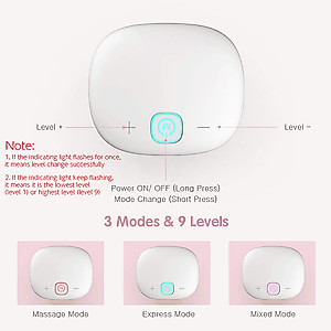 2Pcs Hands-Free Breast Pumps Wearable Electric Breastpump Portable Comfort Breastfeeding Pump 3 Modes 9 Suction Levels Rechargeable Wireless Milk Collector (24mm Nipple Diameter)