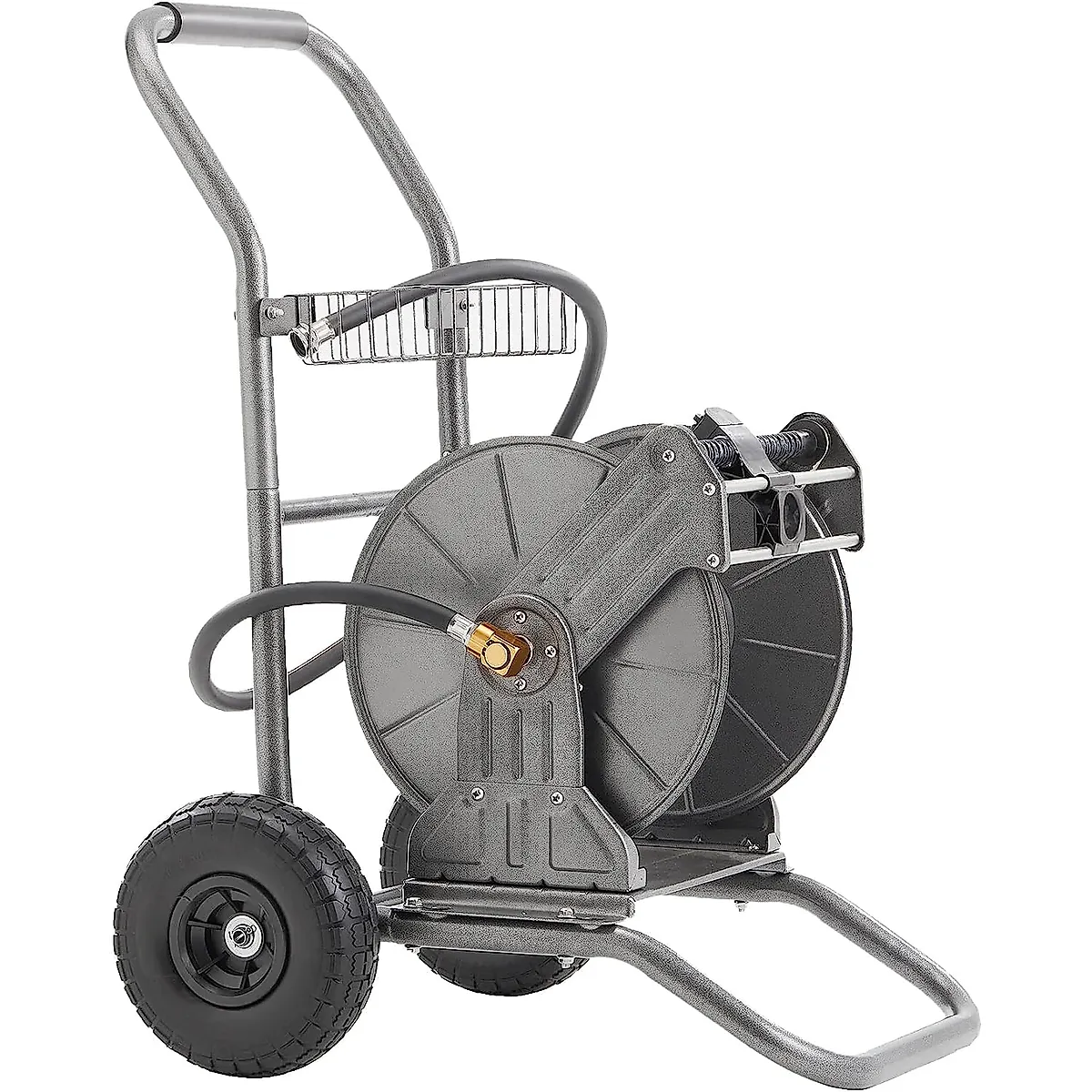 Giraffe Tools Garden Hose Reel Cart with Wheels, Heavy Duty Metal Water Hose Reel Cart, 200 ft of 1/2 Capacity, Mobile Hose Reel Cart for Outside