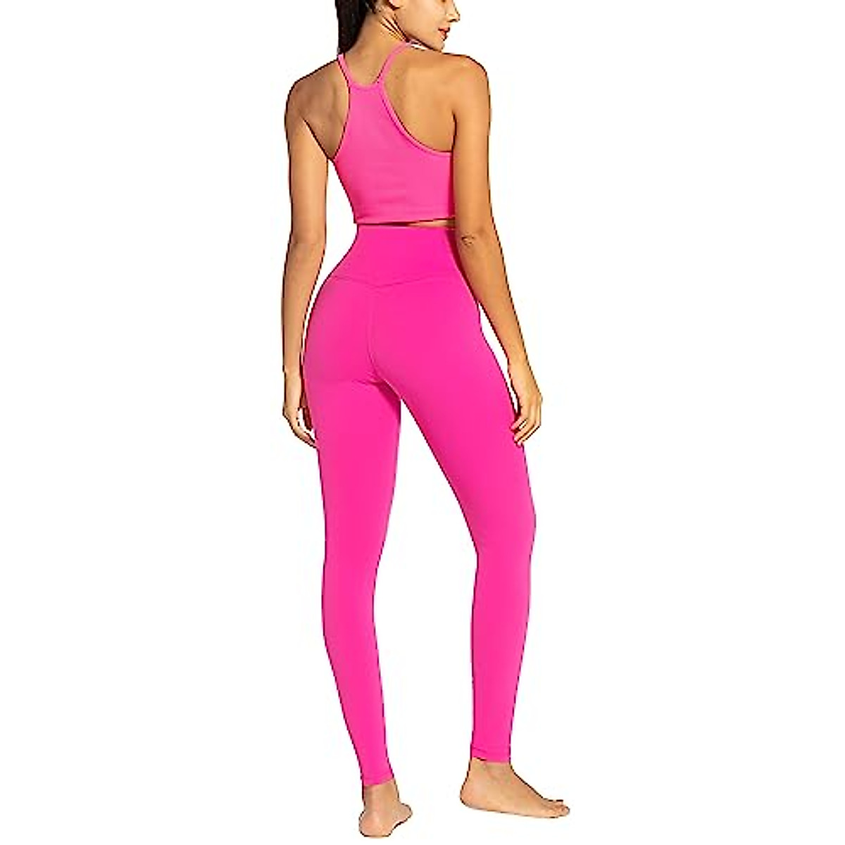 Sunzel Workout Leggings for Women, Squat Proof High Waisted Yoga Pants 4 Way Stretch, Buttery Soft, Hot Pink, Small