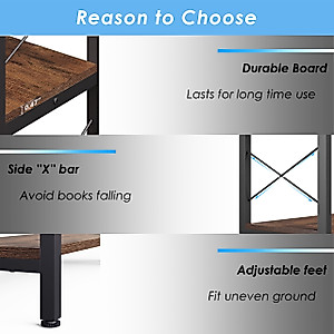 Jartoil Corner Bookshelf 6-Tier, Tall Book Shelf L-Shaped, Large Etagere Bookcase Industrial Style with Metal Frame for Home Office Shelves