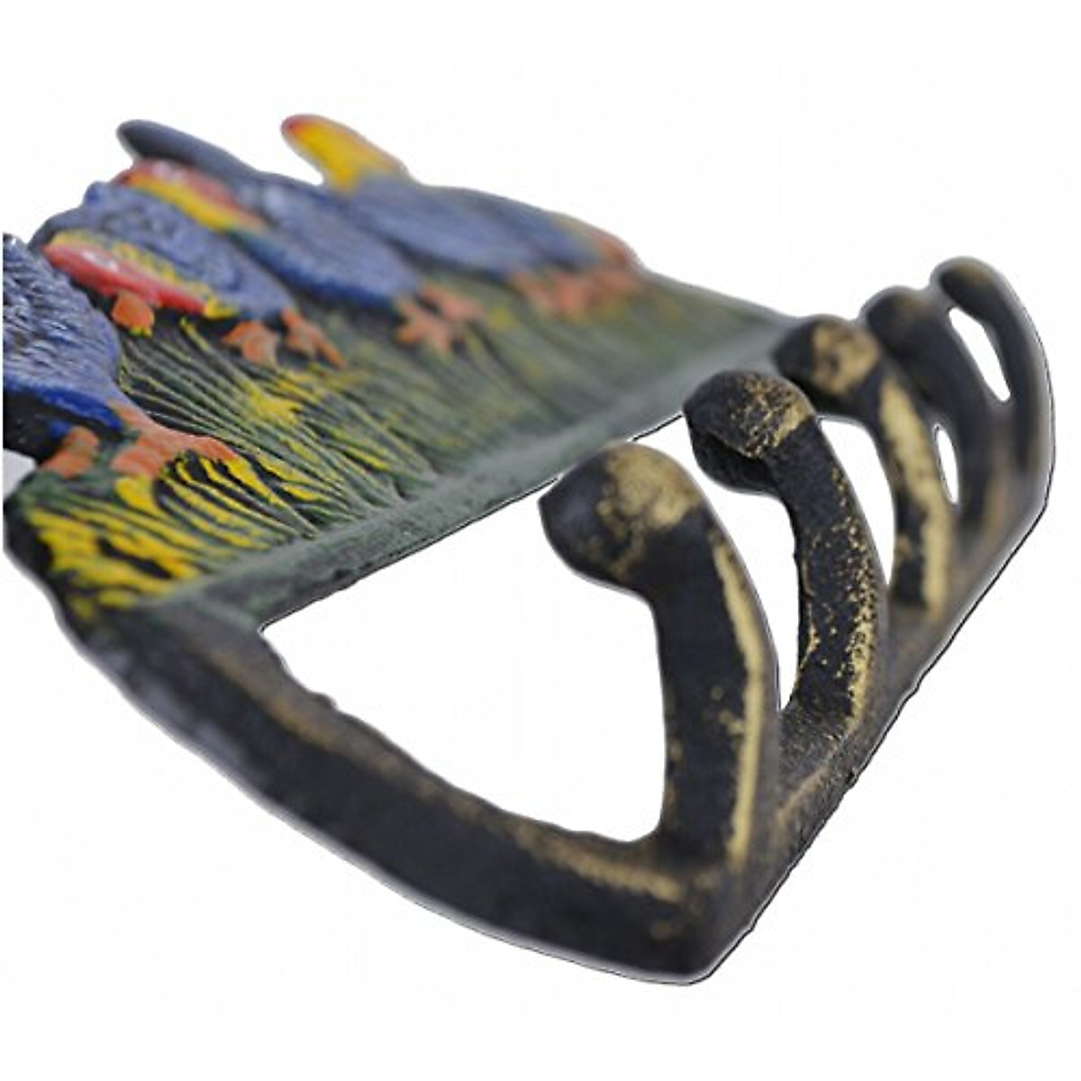 Flag Emotes Rooster & Chickens Wall Hook 3 Piece Set Colorful Painted Cast Iron Coat Hangers Rack