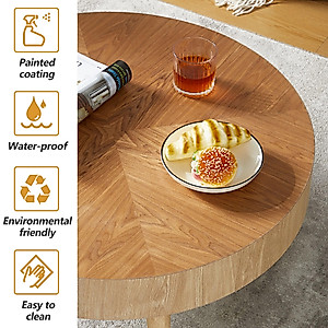 AVZEAR Nesting Round Coffee Table Set of 2, Farmhouse Modern Coffee Table, Natural Wood Nesting Tables Boho Side Table End Table Set for Living Room Bedroom, Cafe, Office, Wood Color