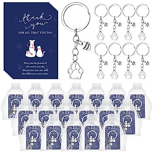 XunYee 12 Sets Christmas Vet Med Tech Gifts Veterinarian Thank You Paw Keychain with Cards Appreciation Gifts for Veterinary Medicine