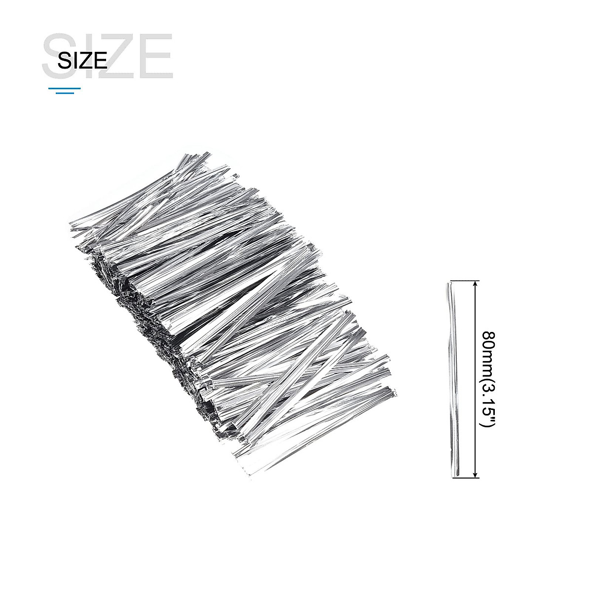 METALLIXITY Metallic Twist Ties (4x80mm/0.16"x3.15") 2000Pcs, Plastic Reusable Bag Twist Ties - for Bread Candy Coffee Bags Party Cello, Silver