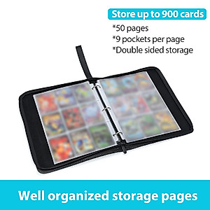 MOSISO Cards Binder Carrying Case Compatible with Trading Cards, 9 Pocket Game Cards Collection Binder Holder 900 Sheets Display Sleeve Album Folder Storage Case with Handle & Zipper, Black