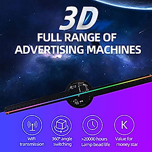 CACACOL 3D Circle App Hologram Advertising Fan 224 Lights 16.5" Wi-Fi Holographic LED Fan Creative Advertising Design Store Sign