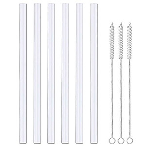 Greant 6 Pack Replacement Straws compatible with LIFEFACTORY Water Bottle 16oz with Straw Cap, 7.5 inch Silicone Straws (190mm (compatible with 16 Ounce Lifefactory Bottle))