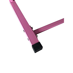 Kids Kip Bar Jungle Gym Professional Horizontal Gymnastics Asymmetric Bar Height Adjustable Expandable 3 to 5 FT Pink