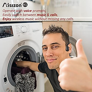 Aisizon Air Conduction Headphones H1, Over Ear Sports Wireless Bluetooth Headphones, Open Ear Headphones Wireless Bluetooth for Runing, Gym Workout, Sports