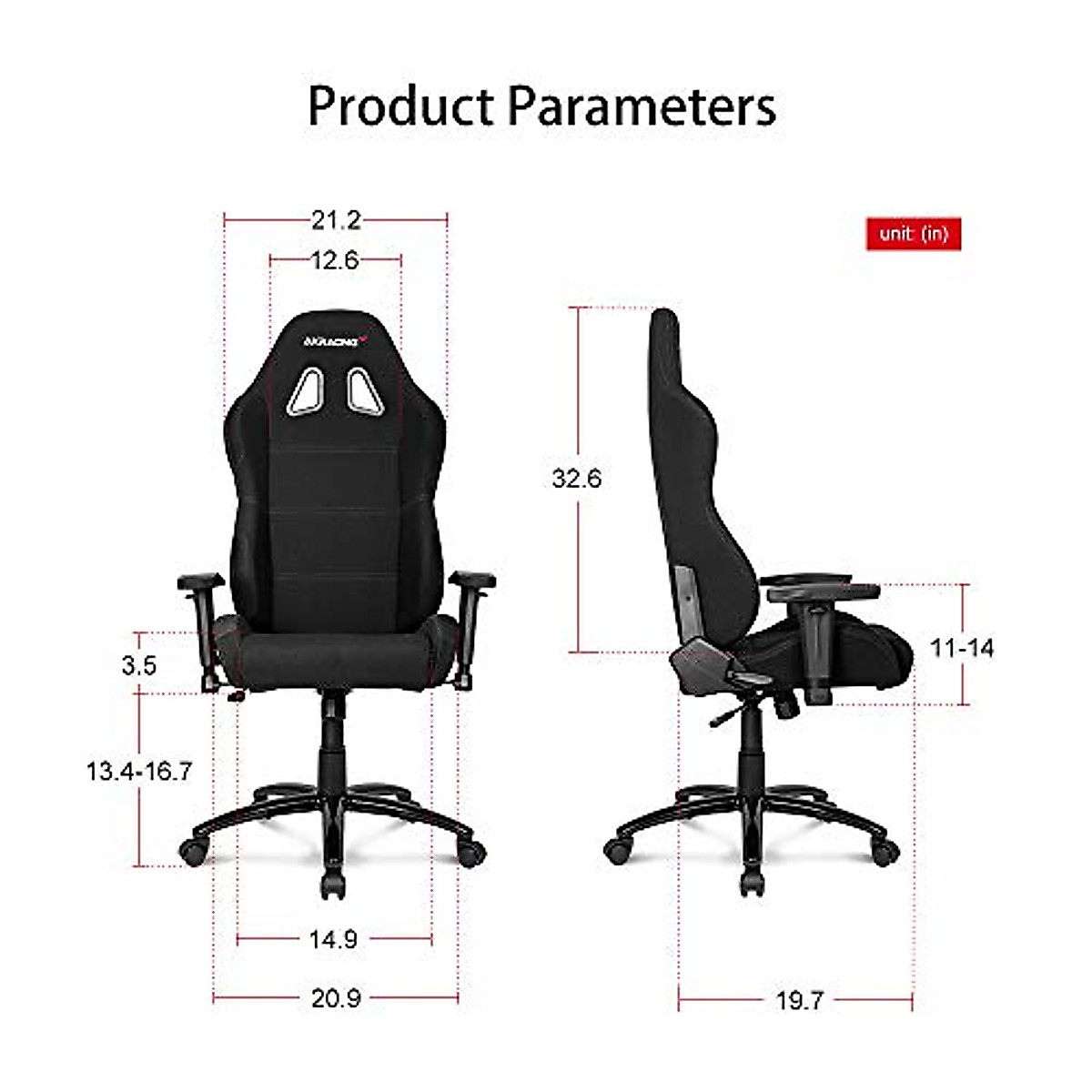AKRacing Core Series EX Gaming Chair, adjustable, Metal, Black