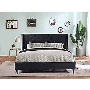 Home Life furBed00007_Suede_Queen_Black Platform Bed