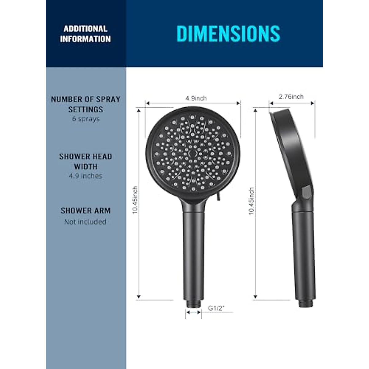 Cobbe Filtered Shower Head with Handheld, High Pressure 6 Spray Mode Showerhead with Filters, Water Softener Filters Beads for Hard Water - Remove Chlorine - Reduces Dry Itchy Skin, Matte Black