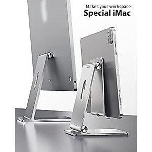 Maxonar Foldable Tablet Stand Holder, Adjustable Tablet Phone Desktop Stand Dock Constructed from Aluminum Compatible with 2022 iPad/iPad Pro, iPad Air/iPad Mini [4.7"-13"], Galaxy Tab S8- Silver