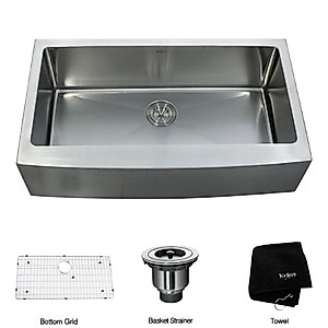 Kraus KHF200-36 Standart PRO Kitchen Stainless Steel Sink, 36 Inch Round Apron Single Bowl