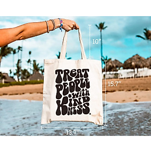 GXVUIS Canvas Tote Shopping Bag for Women Inspirational Reusable Grocery Shoulder Bags for School Travel Beach Girls Gifts White