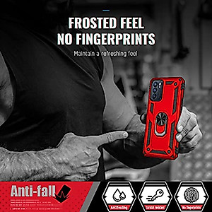 LONUO Phone Case Cover Compatible with Oppo Reno 6 5G Case Mobile Phone with Magnetic Holder Case, Heavy Duty Shockproof Protection Compatible with Oppo Reno6 (5G) Bags Sleeves (Color : Vermelho)