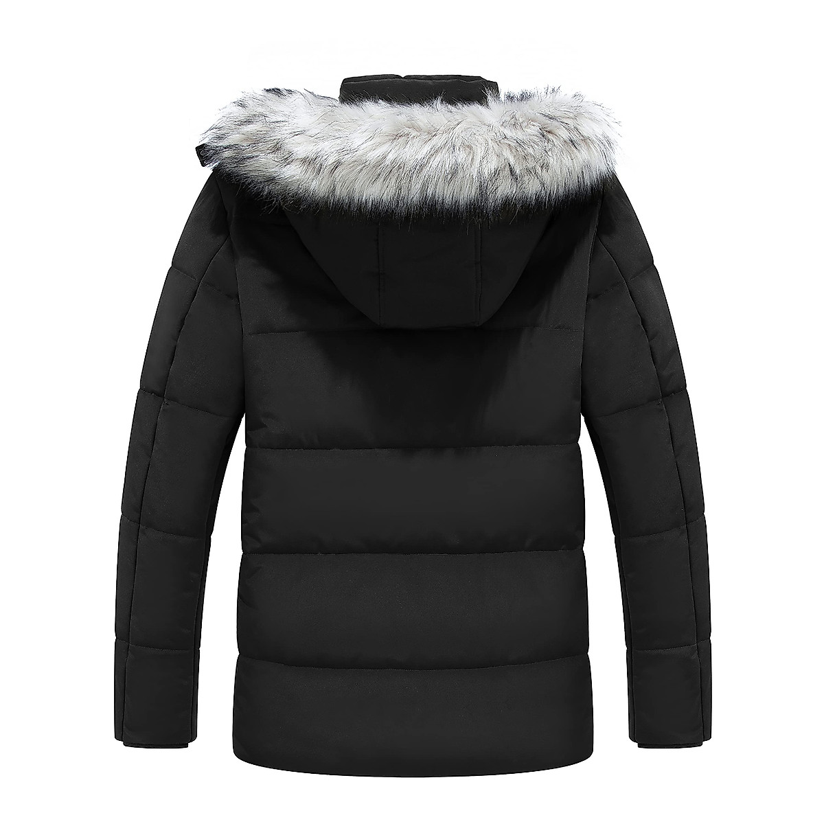 WenVen Men's Winter Puffer Coat Warm Outwear Jacket with Detachable Hood(Black,3XL)