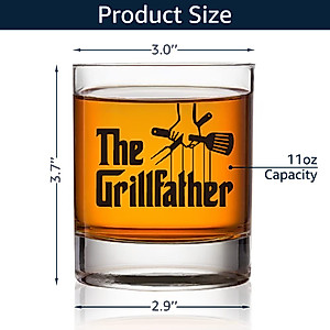 TOUNER The GrillFather Whiskey Glasses, Funny Grilling Gifts For Men Dad Uncle Grandpa, BBQ Present For Man, Cooking Gift For Dad, Funny Birthday Gift For New Dad Daddy Stepdad