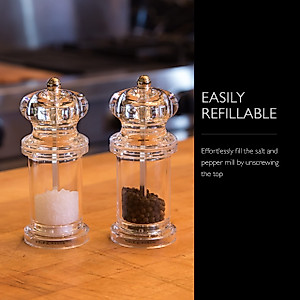 COLE & MASON 505 Salt and Pepper Grinder Set - Clear Acrylic Mills Includes Precision Mechanisms and Premium Sea Salt and Peppercorns