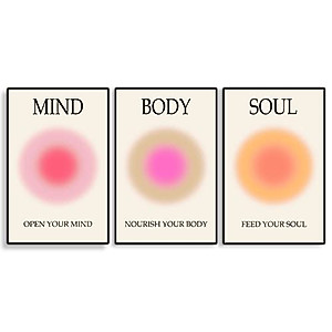 Mind Body Soul Print Positive Aura Posters Painting - Colorful Aura Poster Energy Wall Art Minimalist Colorful Print Aesthetic Wall Decor Poster Energy Spiritual Picture - 11x17in LAMINATED - No Frame
