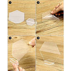 QWORK Clear Acrylic Hexagonal Place Cards, 25 Pack Acrylic Tabletop Sign & Holder, DIY Table Name Cards Plates for Wedding Reception Event Party Centerpiece Table Decorations